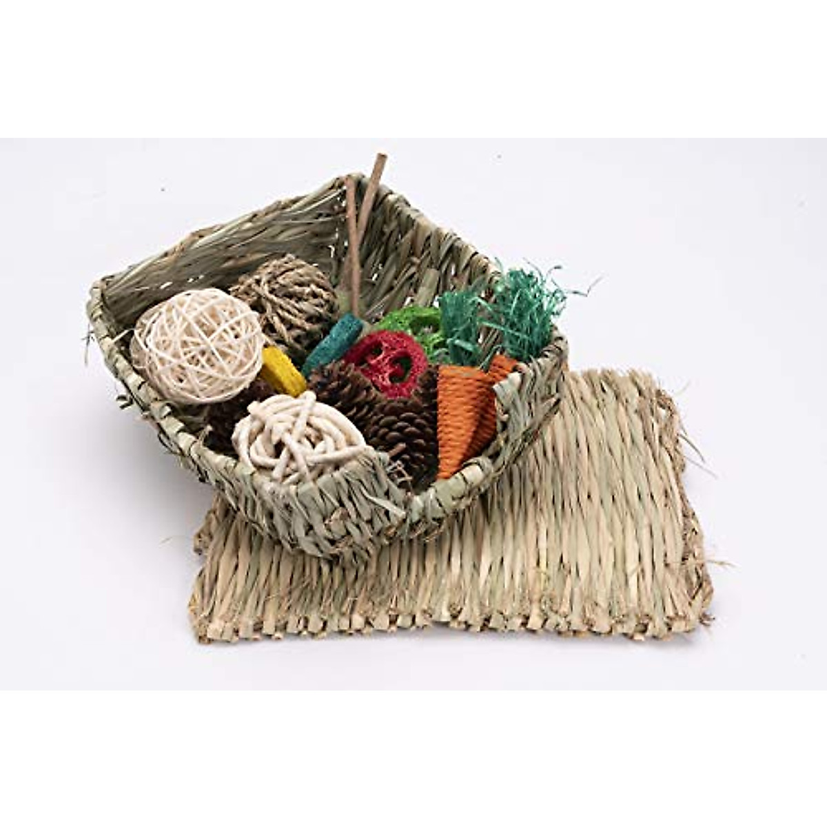 PStarDMoon Bunny Grass Bed-Hand Made Edible Natural Grass Hideaway Comfortable Playhouse for Rabbits, Guinea Pigs and Small Animals to Play,Sleep and Eat(style1)