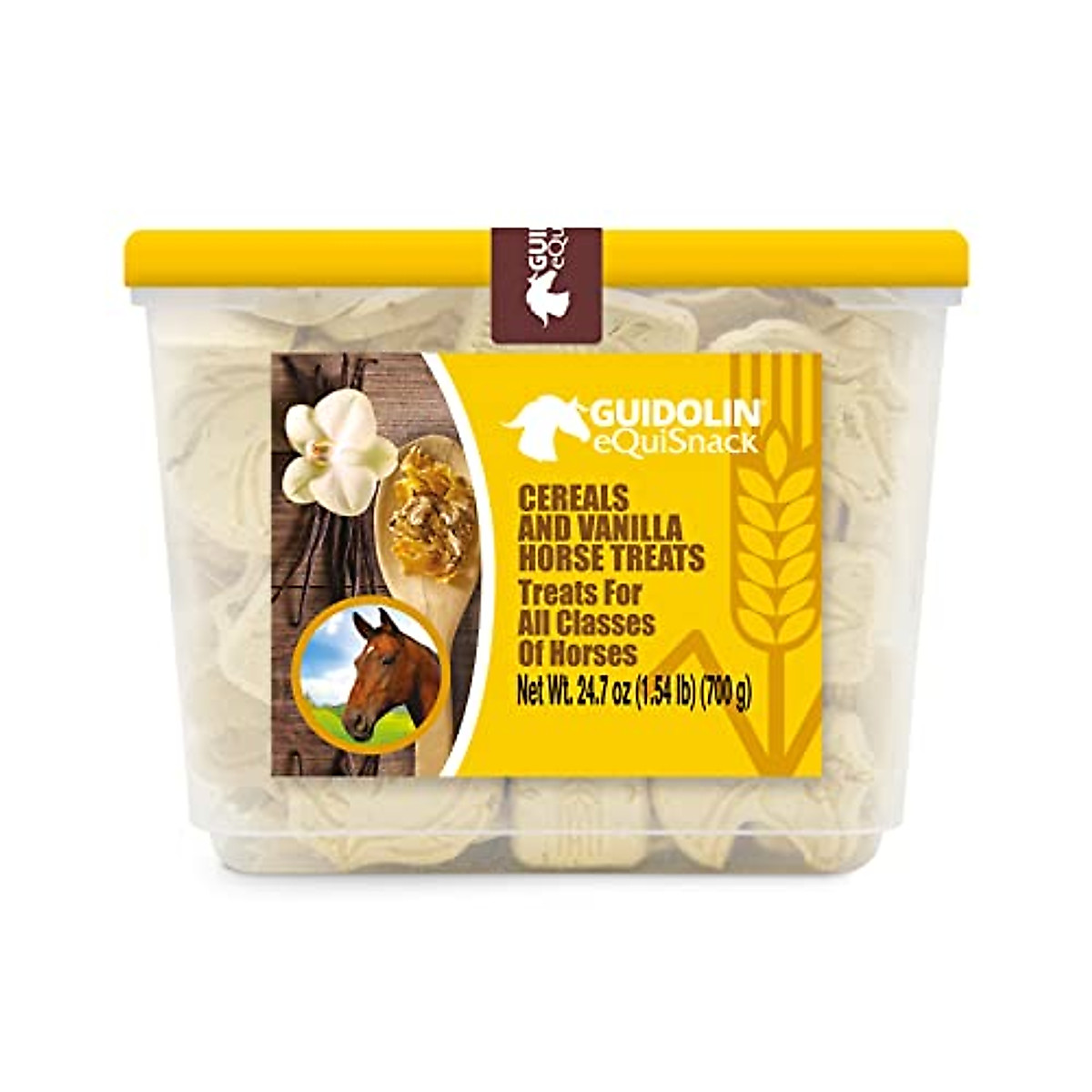 GUIDOLIN EQUISNACK Horse Natural Treats with Superfoods and Real Fruit Pieces, No Sugar Added, Handmade in Italy - 1,54 LB (Vanilla and Cereals)