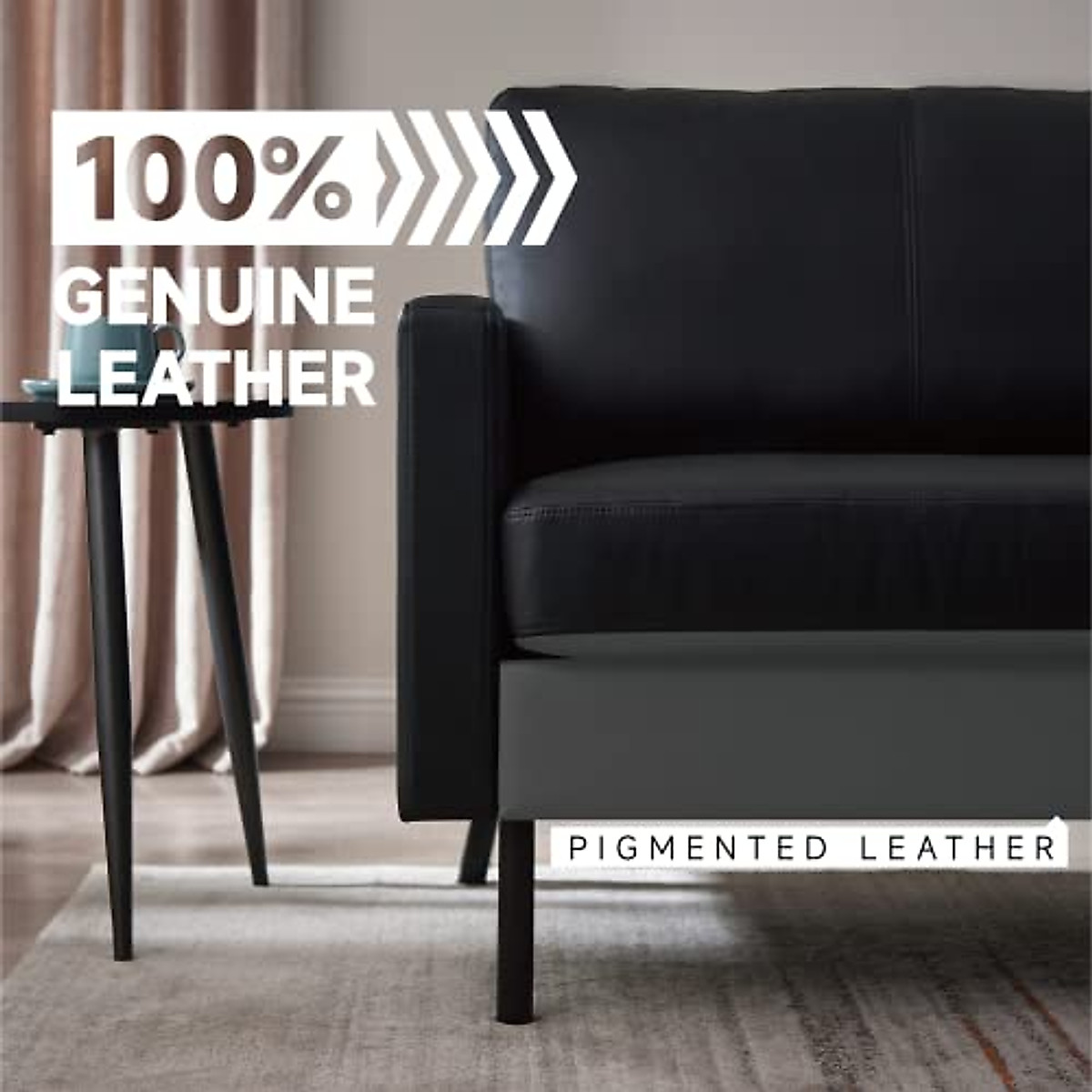 Z-hom 70" Top-Grain Leather Sofa, 2-Seat Upholstered Loveseat Sofa Modern Couch, Luxury Classic for Living Room Bedroom Apartment Office