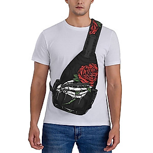 Sugar Skull Chest Bags Crossbody Sling Backpack Travel Hiking Daypack Crossbody Shoulder Bag For Women Men Teens