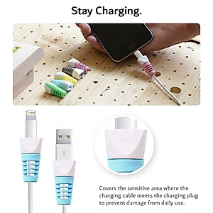 TUDIA [Klip] Snap On Charging Cable Cord Saver Protector Compatible with iPhone, iPad, iPod - Blue