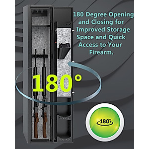 KAER Gun Safes Rifle Digital Quick Access Firearm Safe with 180-Degree Full Access Door and Removable Shelf for 2 Home Rifles with Pistols Rack