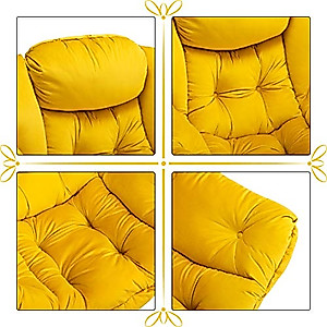 HollyHOME Modern Fabric Large Lazy Chair, Accent Oversized Comfy Reading Chair, Thick Padded Cozy Lounge Chair with Armrest, Steel Frame Leisure Sofa Chair for Living Room, Bedroom, Dorm, Yellow