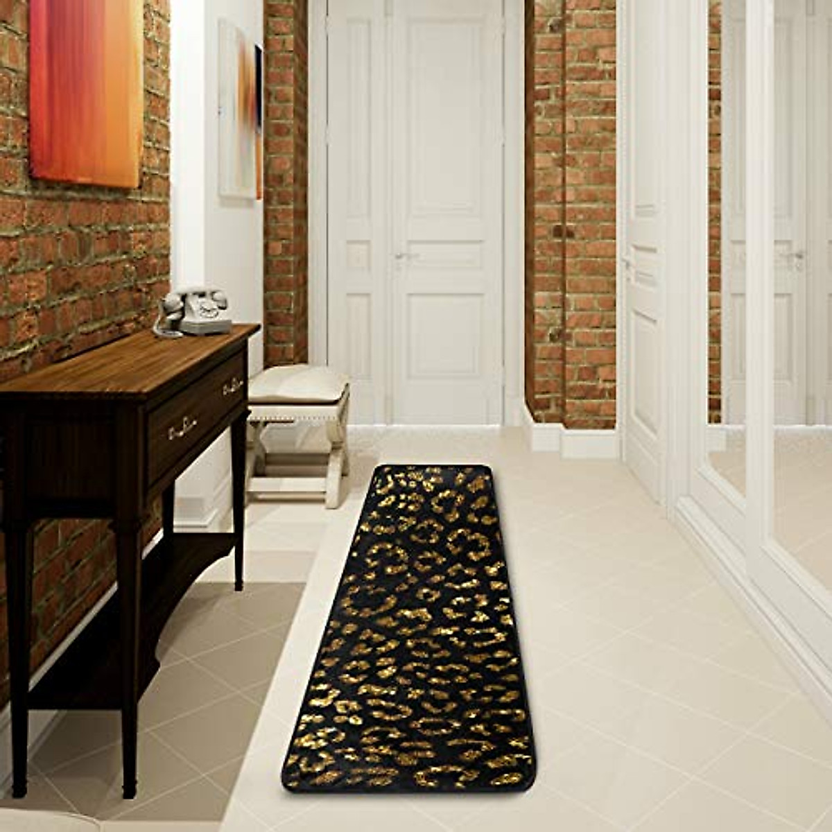 Leopard Print Animal Skin Kitchen Rugs Non-Slip Soft Doormats Bath Carpet Floor Runner Area Rugs for Home Dining Living Room Bedroom 72" X 24"