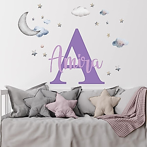 custom name wall decal moon stars Nursery Wall Decal for Boys Mural Wall Decal for Kids Name wall decal Custom name initial sticker Moon clouds name wALL DECAL