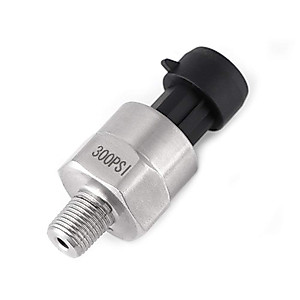 300 PSI Pressure Transducer Sender Sensor with Connector 1/8" NPT Thread Stainless Steel Pressure Transducer for Oil Fuel Air Water (300PSI)