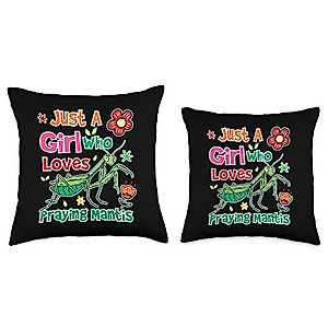 Funny Praying Mantis Costume for Kids and Womens Just A Girl Who Loves Praying Mantis Throw Pillow, 16x16, Multicolor