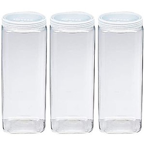 Silicook Clear Plastic Jar, Set of 3-40oz, Square Shaped, Transparent, Food Storage Container, Kitchen & Household Organization for Dry goods, Spices, Vegetables, Ingredients and More