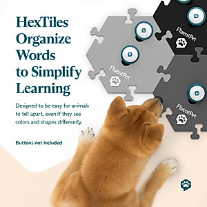 FluentPet HexTile - Dark Gray | Accessory Dog and Cat Button Learning Kits | Can Hold Up to 6 Buttons | Soft, Durable, and Non-Slip | Gift for Pet Lovers | Comes in 12 Colors