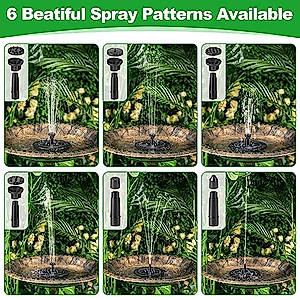 Saillong 2 Pack Solar Bird Bath Fountain Pump, 2.5W Outdoor Solar Powered Bird Bath Water Fountains with 6 Nozzles, Outdoor Floating Solar Fountain Pump for Bird Bath Garden, Ponds, Pool, Fish Tank