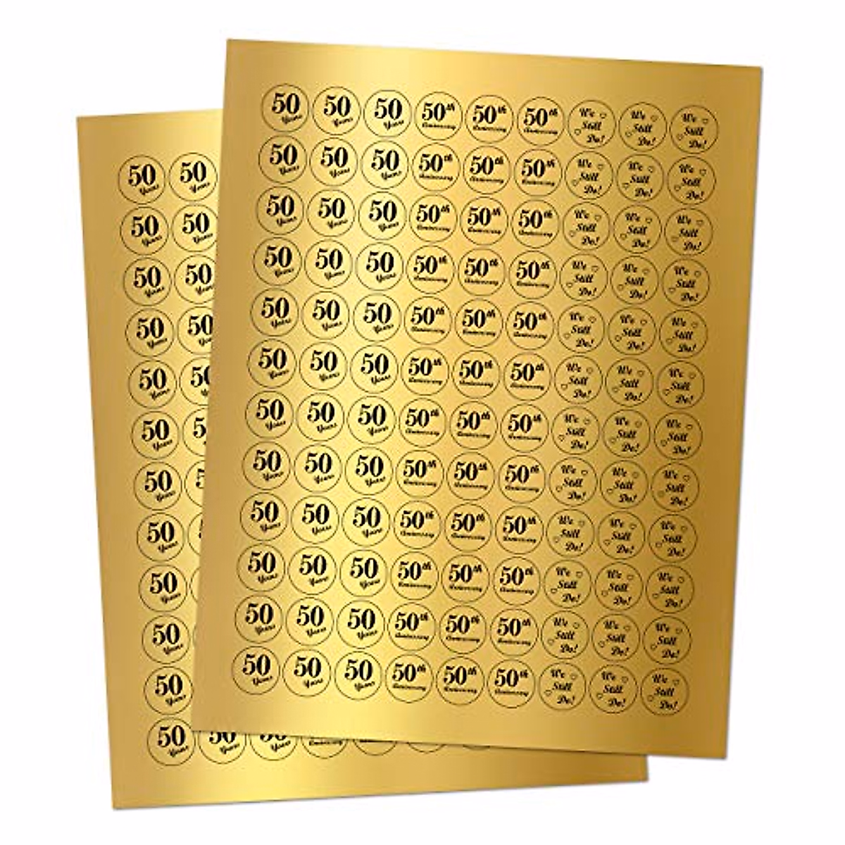 Gold Foil 50th Anniversary Kisses Stickers, (Set of 216) Chocolate Drops Labels Stickers for 50th Wedding Anniversary, Party Favors Decor for Kisses