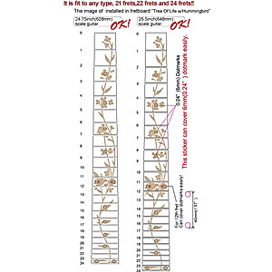 Inlay Sticker Fret Markers for Guitars - Tree of Life w/Hummingbird, FT-055TL-HM