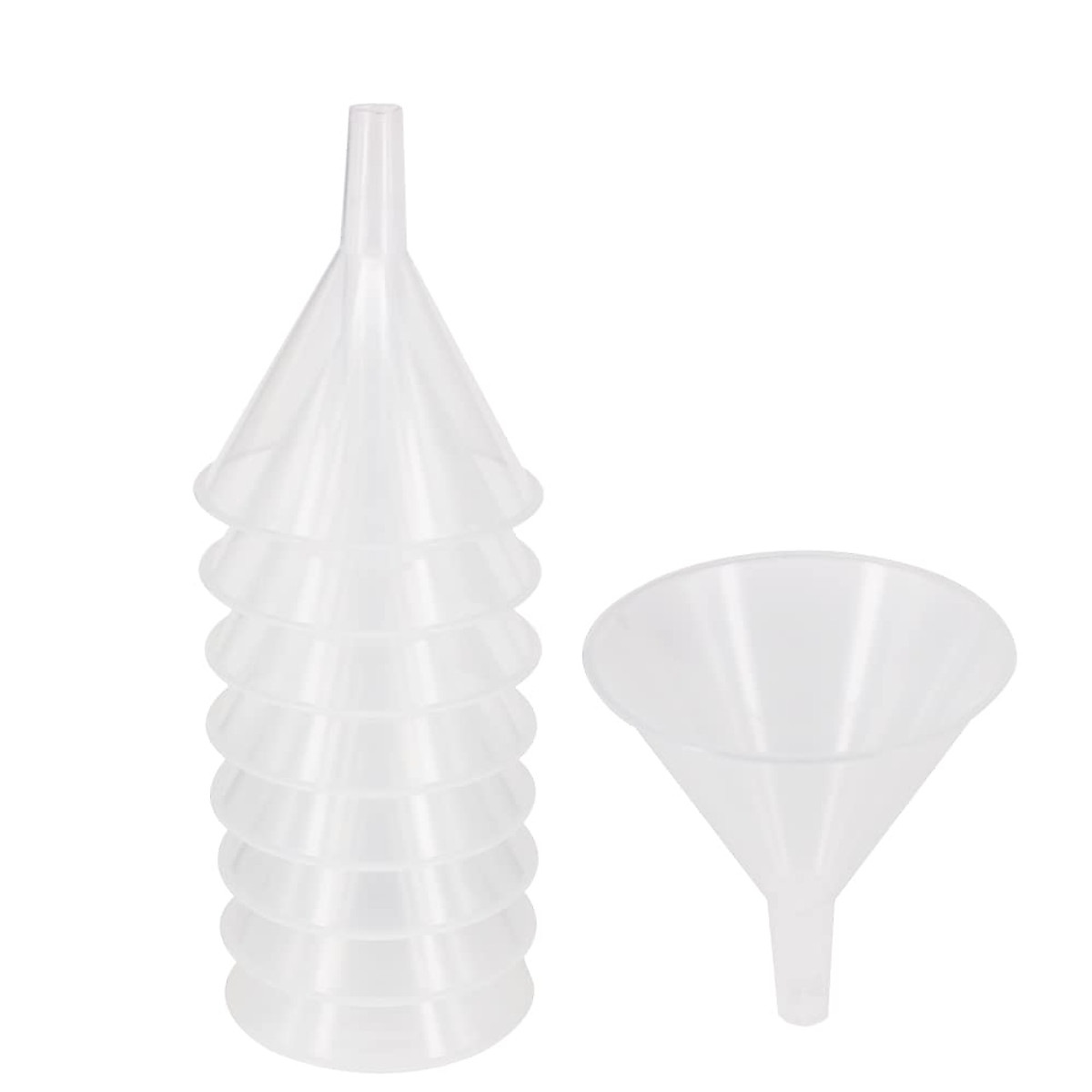 8 Pack Multi-Purpose Plastic Funnels with Long Reaching Spout (4.7”) for Water Bottle, Easy and Smooth Content Transfer by ZMYBCPACK