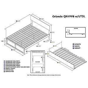 AFI Orlando Queen Platform Bed with Footboard and Turbo Charger with Twin Extra Long Trundle in Espresso