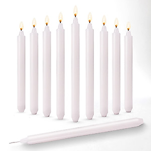 OLEEK Taper 1/2 inch Candles - Pack of 10 Unscented, 8 Inch Tall Candles - 1/2 inch Candles - Taper Candle - 1/2 inch White candlesticks