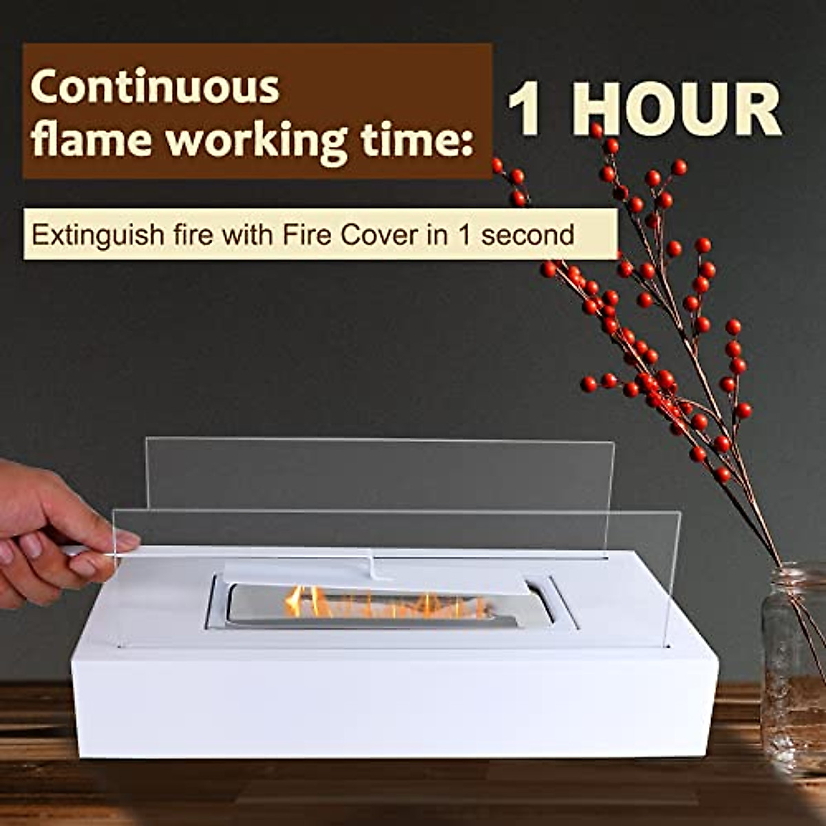 Tabletop Outdoor Fire Pits, Portable Alcohol Fireplace Indoor Outdoor, Bio Ethanol Ventless Fire Pit, Mini Fireplace Bowl Clean Burning Real Flame for Patio Balcony