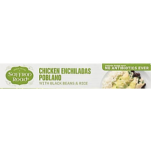 Saffron Road Chicken Enchiladas Poblano with Black Beans and Rice Frozen Dinner, 10oz - Antibiotic Free, Gluten Free, Halal