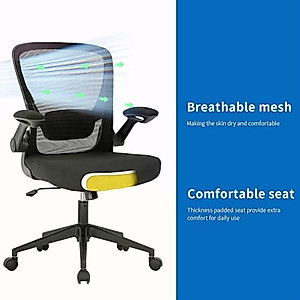 Ergonomic Office Chair Small Mesh Comfortable Computer Comfy Swivel Rolling Executive Task with Lumbar Support Wheels and Arms Mid Back Adjustable Adults for Bedroom Desk Black