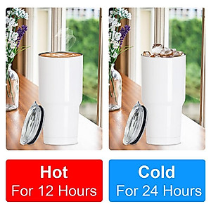 XccMe 30oz Stainless Steel Sublimation Tumblers Bulk,8PACK Double Wall Vacuum Insulated Coffee Mugs with Shrink Wrap Films and Splash Proof Lids,Travel Cups for DIY Gift,Coffee,Beverage White