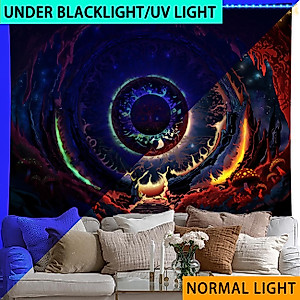 vavalad The Eye Tree of Life Tapestry Nature Plant Black Light Tapestry in Dark Tree of Life Tapestry Reaction Moon Tapestry Poster Wall Hanging Bedroom