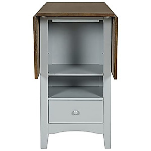 XD Designs Farmhouse 5-Piece Counter Height Dining Table Set, Soild Wood Drop Leaf Kitchen with Wine Rack & Drawers, 4 Chairs Ladder Full Back, Space-Saving (Cherry+Gray)