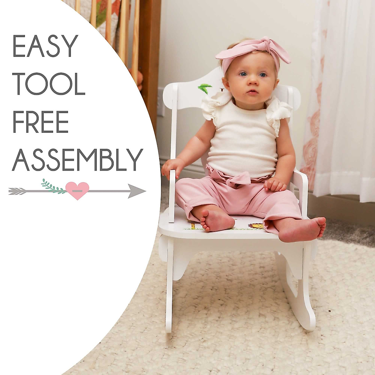 My Bambino Personalized White Puzzler Rocking Chair with Aqua Butterflies Design