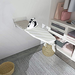 Heavy Duty Ironing Board 37.40"x11.80" Extreme Stability Wall Mount Ironing Board Professional Space Saving Folding Ironing Board with Heat Resistant Cover for Home Laundry Room Dorm White and Grey