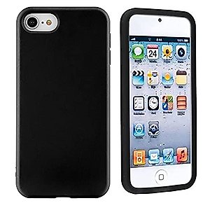 BLLQ Compatible with iPod Touch 7 Case ，iPod Touch 6 Case, iPod Touch 5 Case,Black Glossy TPU Soft Slim Light Thin Cover Skin Case Compatible with iPod Touch 5th / 6th / 7th Gen, Black