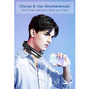 LIOURY Neck Air Conditioner Portable, 3D Airflow Cooling Neck Fan 6000 mAh Neck Air Conditioner with 2 Cooling Plates, Charge & Use Simultaneously Neck Cooler & Heater (Black)