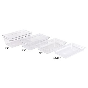 luston 6-Pack Polycarbonate Food Pan,Full Size, 6" Deep,clear,NSF