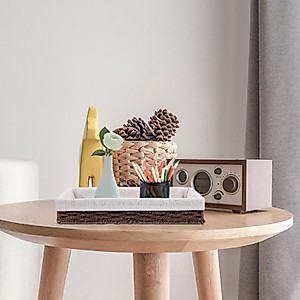 STOBAZA Wicker Storage Baskets, Hand Woven Paper Rope Wicker Baskets, Small Rectangular Wicker Baskets for Organisation, Cube Organiser for Closet/Clothes/Dresser