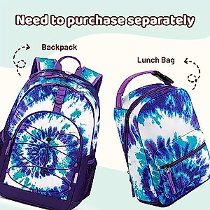 Choco Mocha Tie Dye Backpack for Teen Girls, Travel School Backpack for Girls Middle School Large Bookbag 18 Inch, Purple
