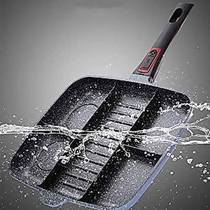 ZHYHSM-111 Frying Pan, Master Pan Non-Stick Divided Grill/Fry/Oven Meal Skillet, Black, Suitable for Cooking Eggs, Bacon, Pancakes