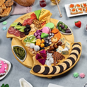 ROYAL CRAFT WOOD Large Round Cheese Board and Knife Set