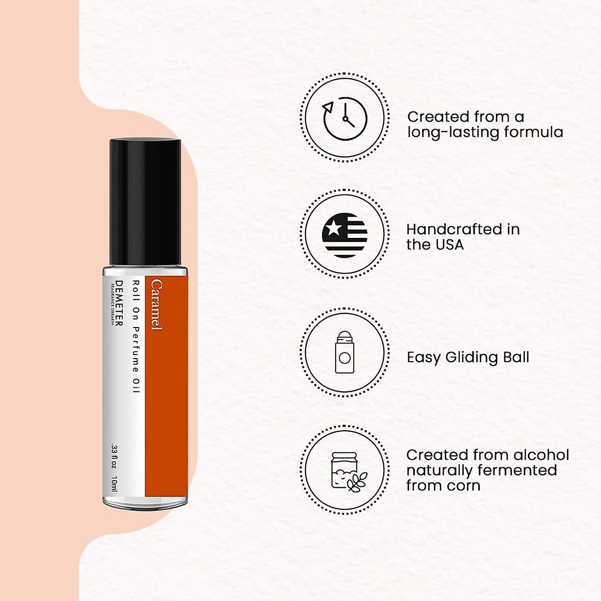 DEMETER Caramel Roll On Perfume Oil, 0.33 Oz, Long-Lasting