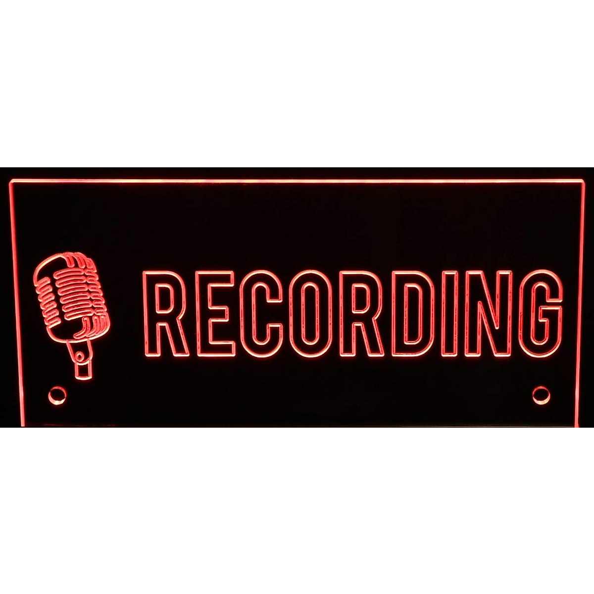 ValleyDesignsND Recording Home Music Room Studio Court with Mic Ceiling, Desk, or Flat to The Wall Mount Acrylic Lighted Edge Lit Sign 11-21" 15-30 Led 9 Foot Cord 11123 Made in The USA