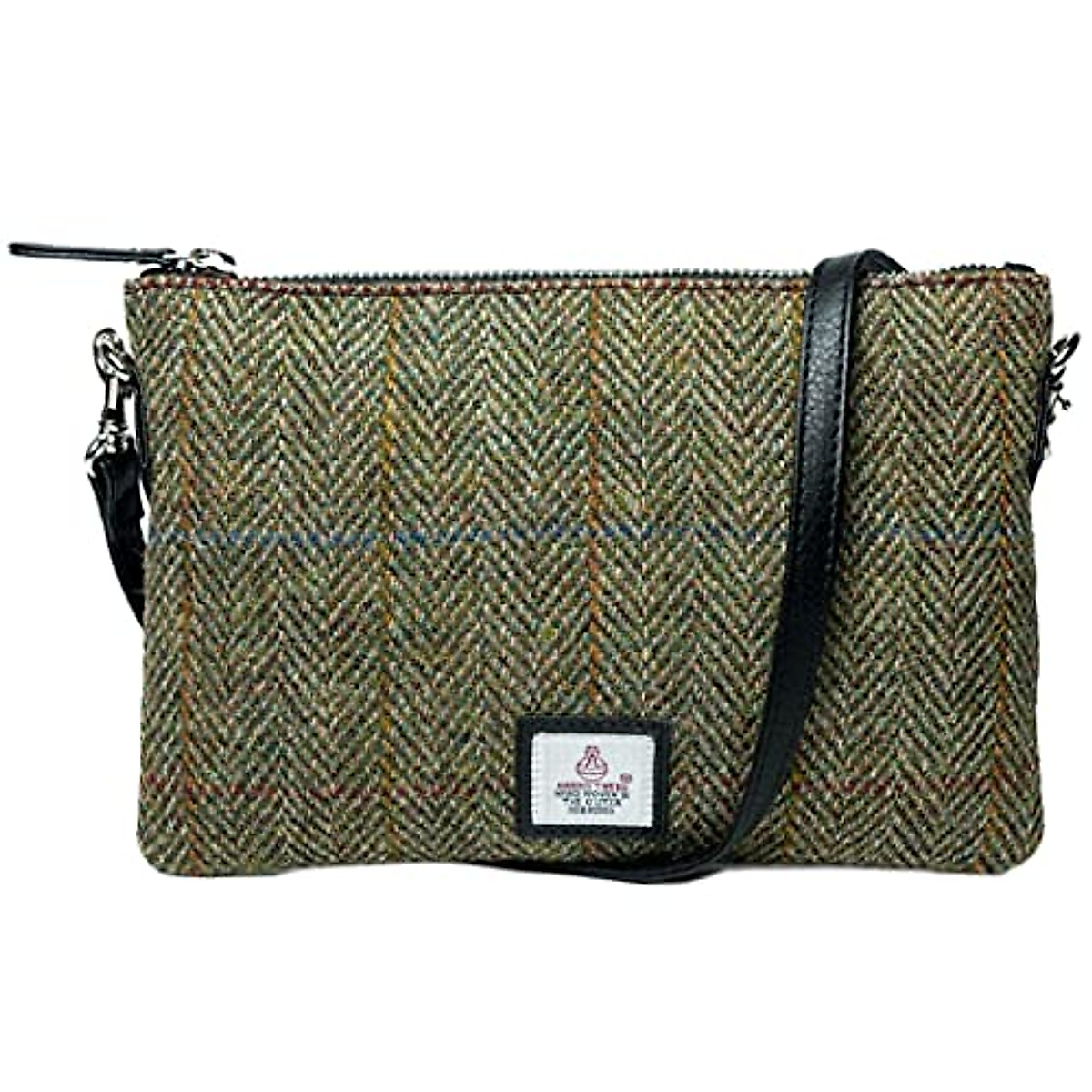Real Harris Tweed Scotland Clutch Bag - Green Herringbone
