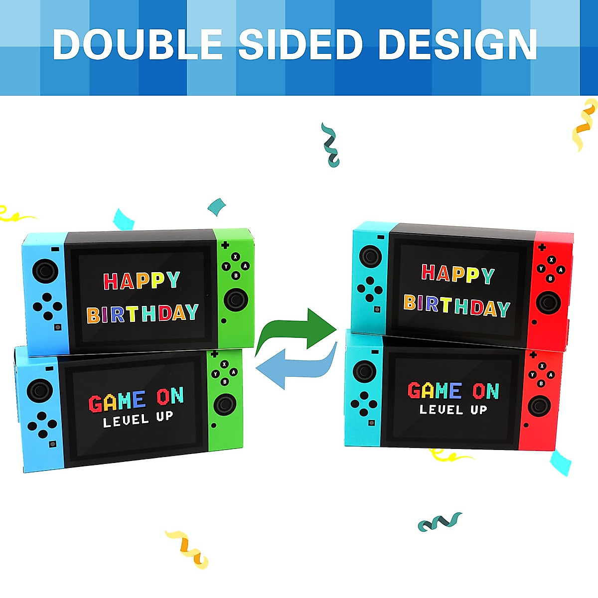 Video Game Party Favor Boxes - 12 PCS Game On Theme Gifts Boxes for Boys Kids Video Game Birthday Party Supplies Goodie Candy Bags Gamer Party Decorations