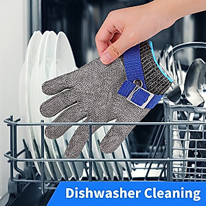 Herda Level 9 Cut Proof Gloves Chainmail Gloves Kitchen Gloves for Fish Meat Cutting Wood Carving Whittling Oyster Shucking Safety Butcher Work (XL)