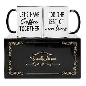 Maustic Let's Have Coffee Together for the Rest of Our Lives Coffee Mugs Set, Engagement Wedding Newlywed Gifts for Couples, His and Hers Mr and Mrs Gifts, Bridal Shower Gifts, 11 Oz