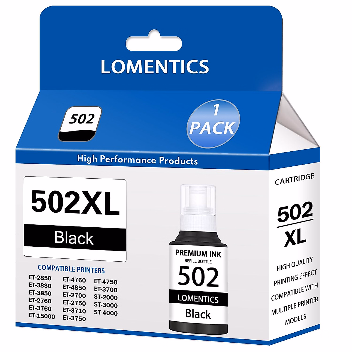 502XL Ink Refill Bottles Black LOMEN Replacement for epson 502XL 502 ET-2850 ET-3830 ET-3850 ET-2760 ET-3760 ET-15000 ET-4760 ET-4850 ET-2700 ET-2750 ET-4750 ET-3700 ST-2000 ST-3000 (1 Pack,Black)