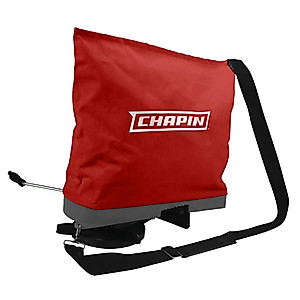 Chapin 84700A 25-Pound Professional Handheld Bag Seed spreader with Waterproof Bag, Enclosed Gears, Rear Baffle, Adjustable Shoulder Strap and Multiple Spread Options, Red, 1.0 Count