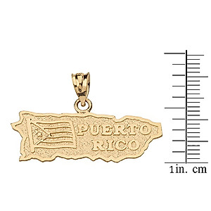 Puerto Rico US State Map Charm Pendant in 14k Yellow Gold
