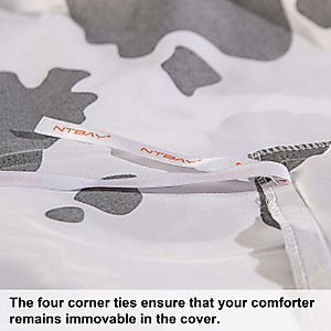 NTBAY Microfiber Queen Duvet Cover Set, 3 Pieces Ultra Soft Cow Printed Comforter Cover Set with Zipper Closure and Corner Ties, Black and White