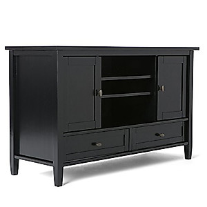 SIMPLIHOME Warm Shaker SOLID WOOD 47 Inch Wide Transitional TV Media Stand in Black For TVs up to 52 Inches, For The Living Room and Entertainment Center