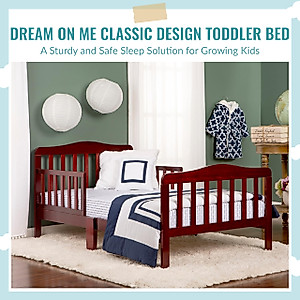 Dream On Me Classic Design Toddler Bed in Cherry, Greenguard Gold Certified 57x28x30 Inch (Pack of 1)