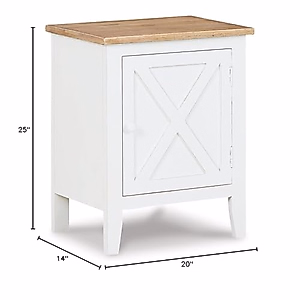 Signature Design by Ashley Gylesburg Farmhouse Accent Cabinet, End Table or Nightstand, 25" Tall, White