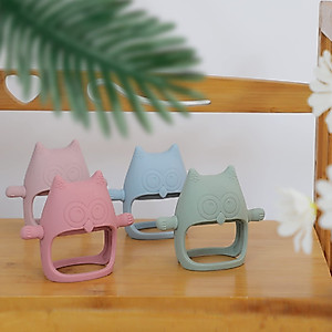 Drop Resistant Silicone Baby Teether Toy for 3+ Month Infants, Baby Chew Toy for Sucking Needs, Hand Pacifier for Breast Feeding Babies, BPA Free (Sage)