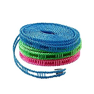 ORIJOYNA 3 Pack Clothesline - Portable Travel Laundry Drying Line with Adjustable Length Ideal for Indoor and Outdoor, Windproof Clothes Line - Perfect for Camping, Travel, and Home Use,16.4 Ft