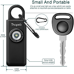 Thopeb–The Original Personal Safety Alarm for Women–Self Defense Siren for Women–Loud Siren Birdie Sound, LED Strobe Light and Safety Alarm Keychain (Charcoal)